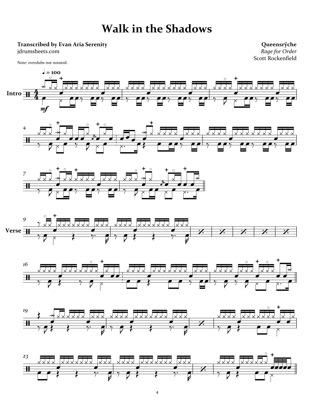 Walk In The Shadows (arr. Evan Aria Serenity) by Christopher De Garmo ...