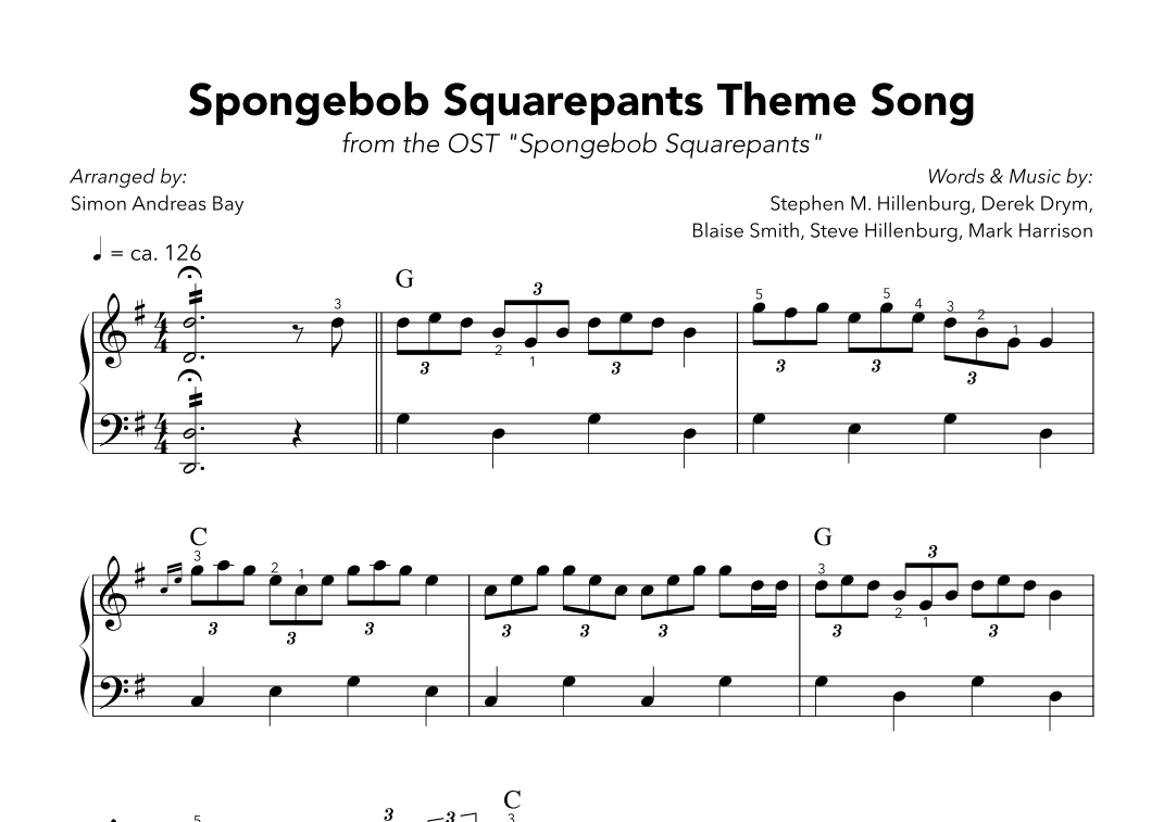 SPONGEBOB SQUAREPANTS THEME SONG (ARR. SIMON ANDREAS BAY) PAR MARK ...