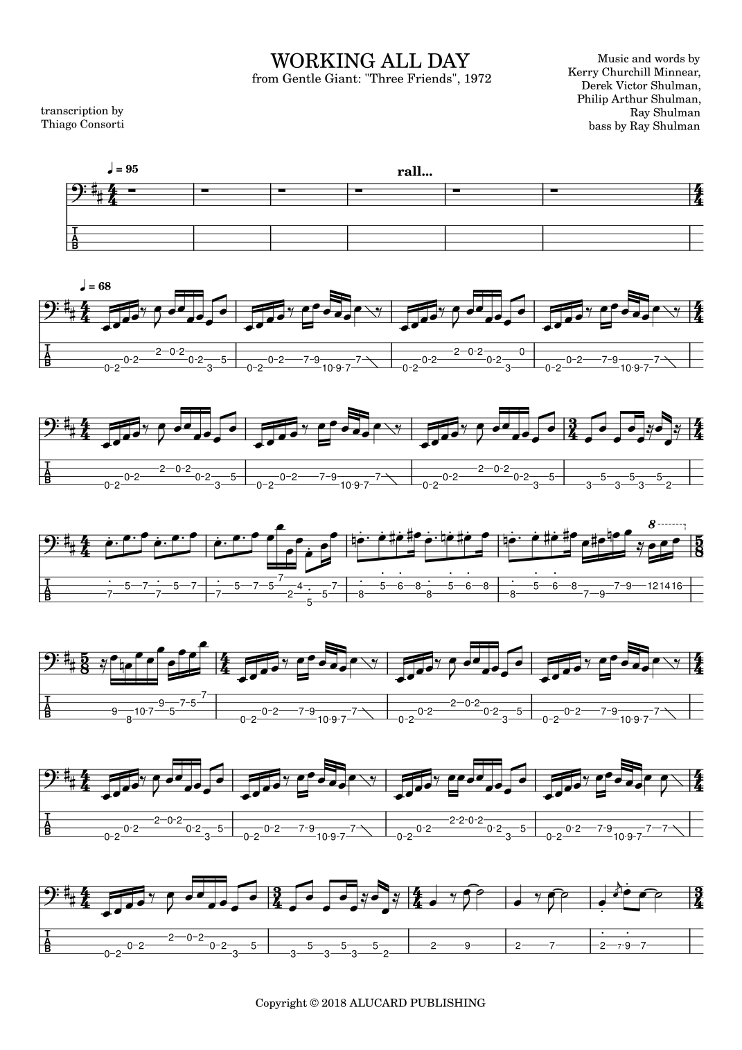 Working All Day (arr. Thiago Consorti par Gentle Giant Partitions pour ...