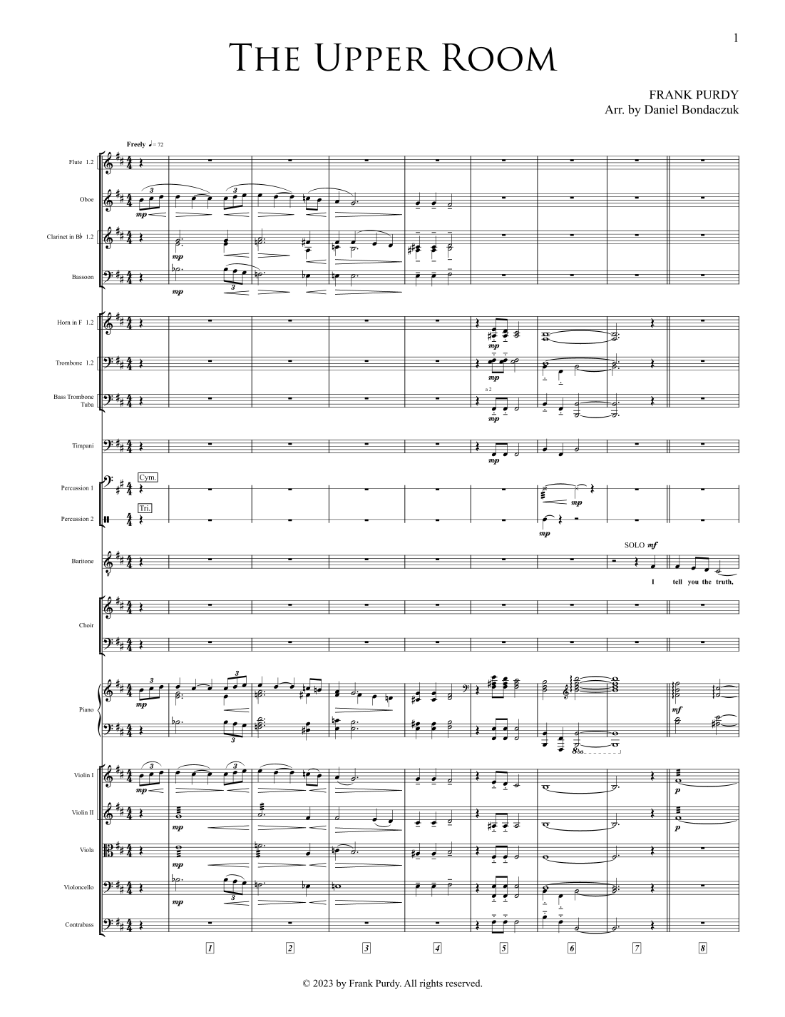 The Upper Room - Orchestral Score and Parts by Frank Purdy Sheet Music ...