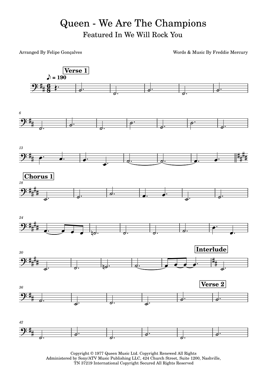 We Are The Champions (arr. Felipe Gonçalves) by Queen Sheet Music for ...