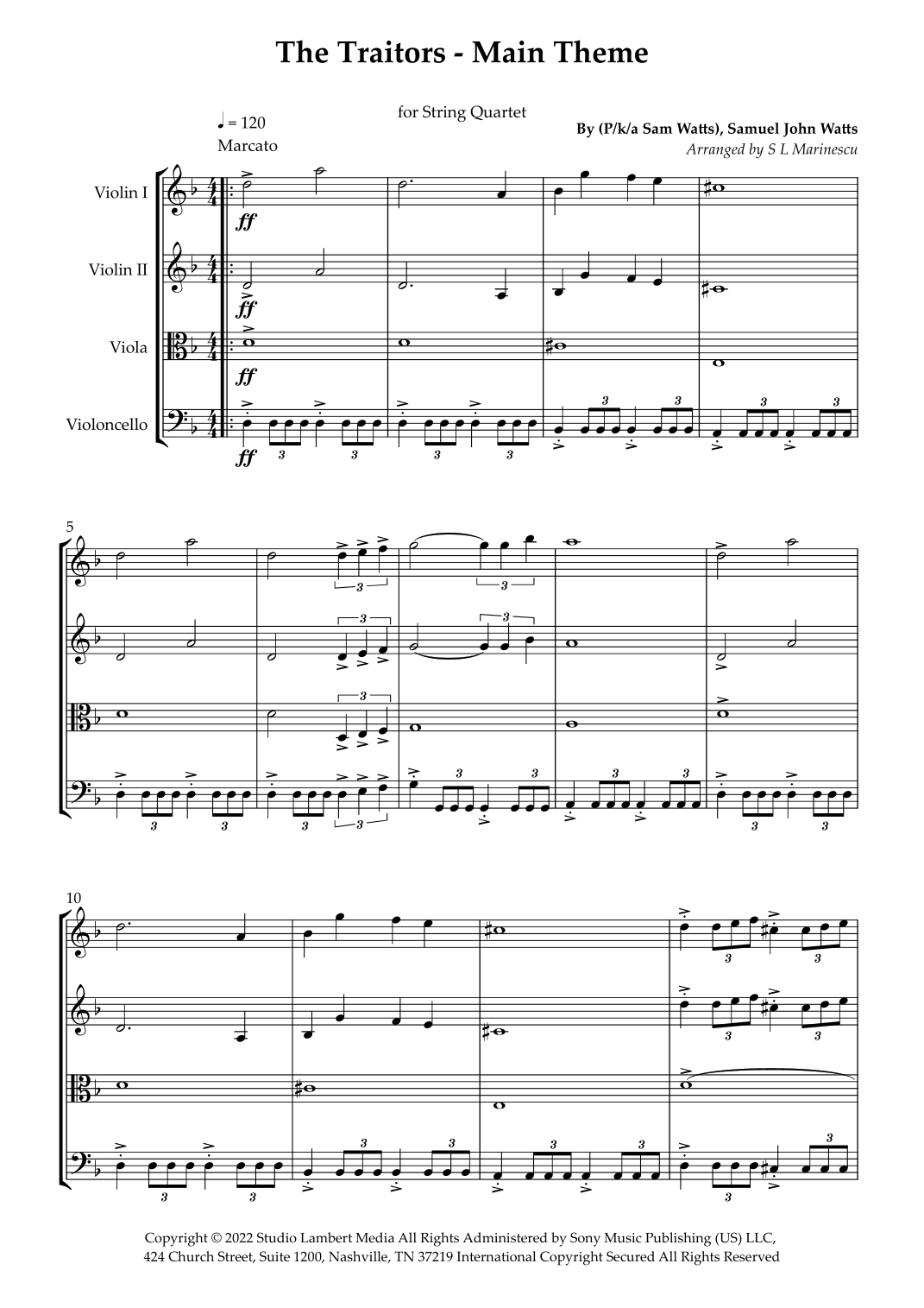 The Traitors Main Theme (arr. Sarah Marinescu) por (P/k/a Sam Watts ...