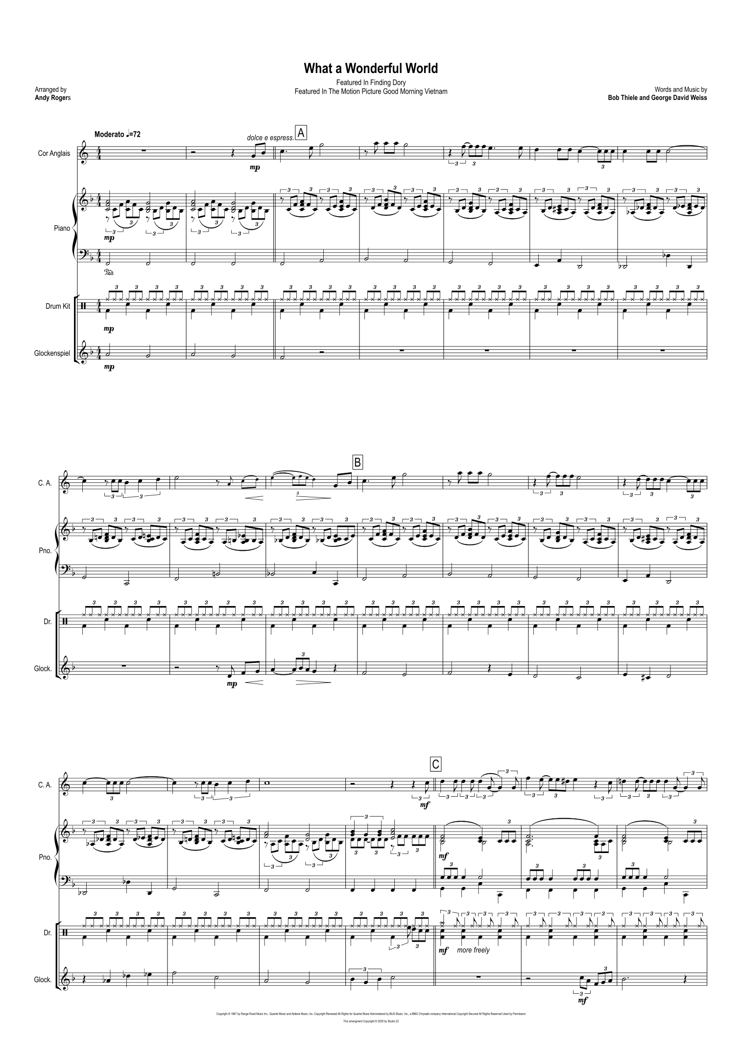 What A Wonderful World (arr. Andy Rogers) by Louis Armstrong Sheet ...
