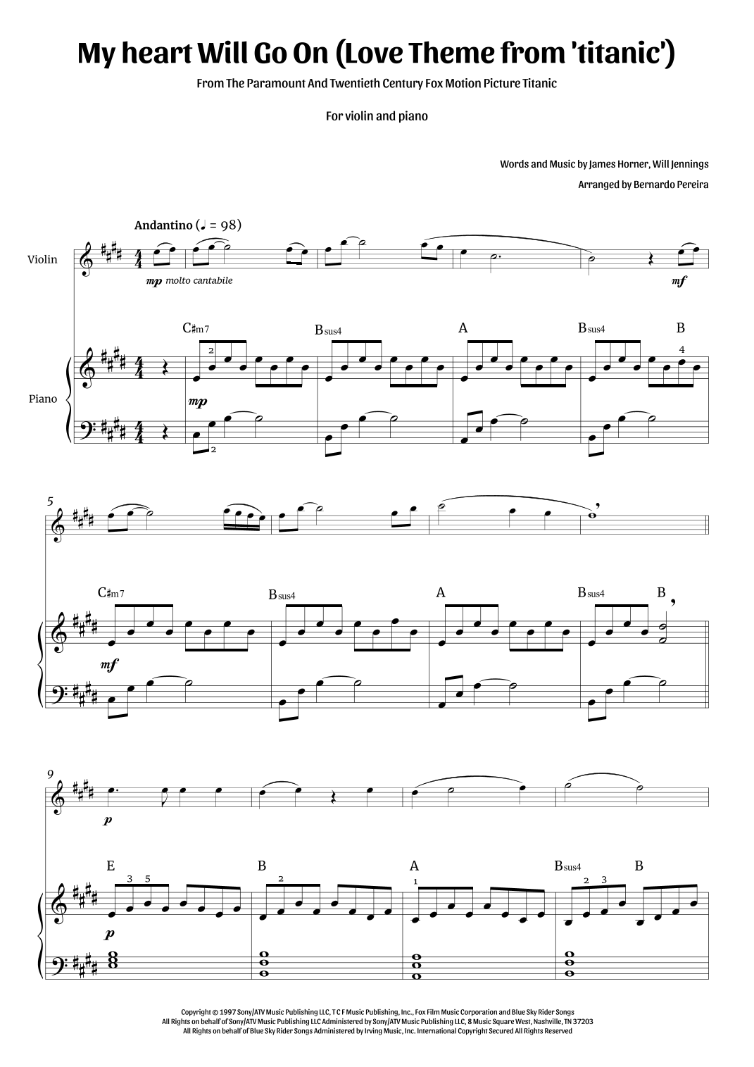 My Heart Will Go On (Love Theme From 'titanic') (arr. Bernardo Pereira ...