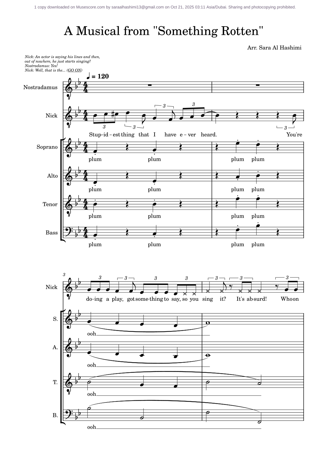 A Musical (arr. Sara Al Hashimi) by Wayne Kirkpatrick Sheet Music for ...