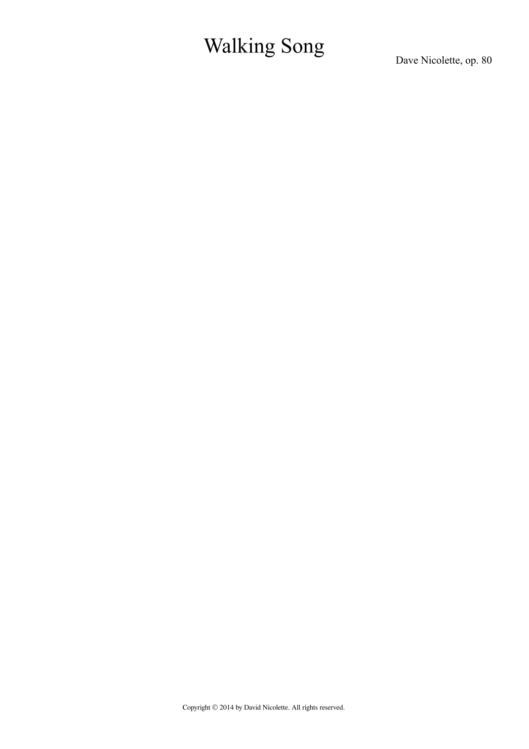 Walking Song by Dave Nicolette Sheet Music for Concert Band at Sheet ...