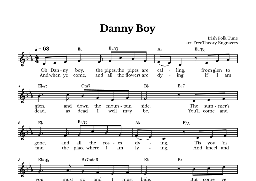 Danny Boy - Lead Sheet by Traditional Irish Sheet Music for Lead Sheet ...