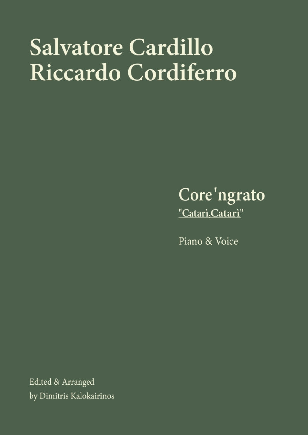 Core 'ngrato (Catari, Catari) (arr. Dimitris Kalokairinos) by Music by ...