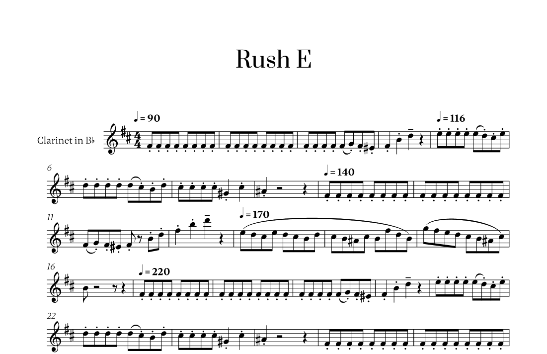 Rush B Flat Clarinet Sheet Music at Margaret Ratliff blog