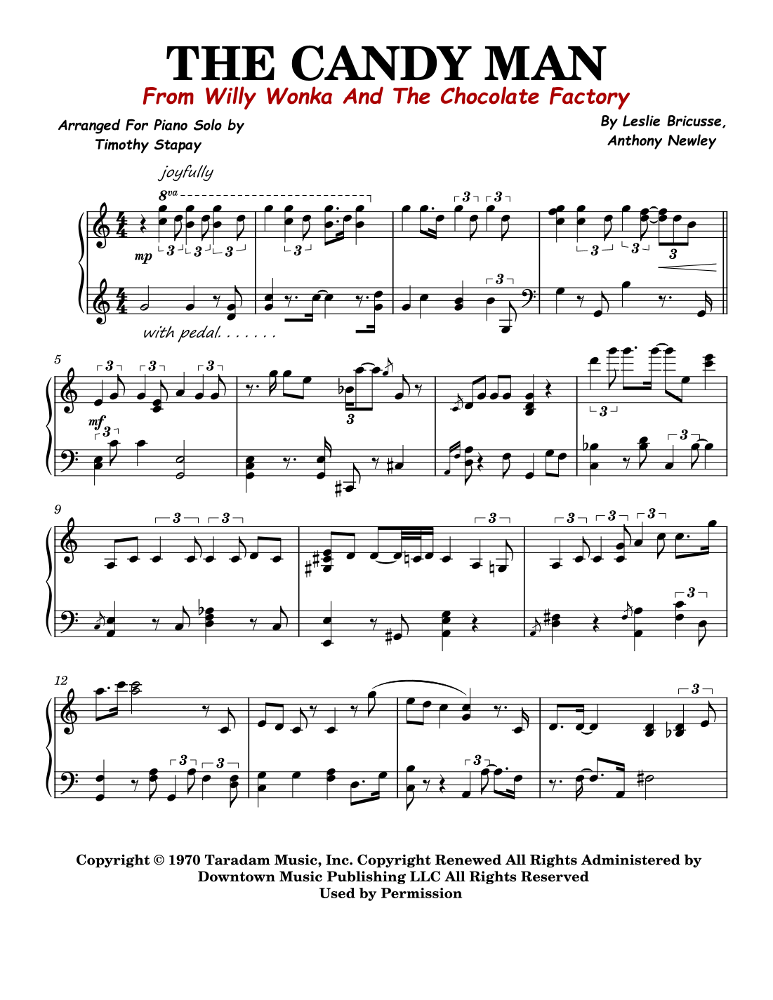 The Candy Man (arr. Timothy Stapay) von Sammy Davis Jr. Noten zum ...