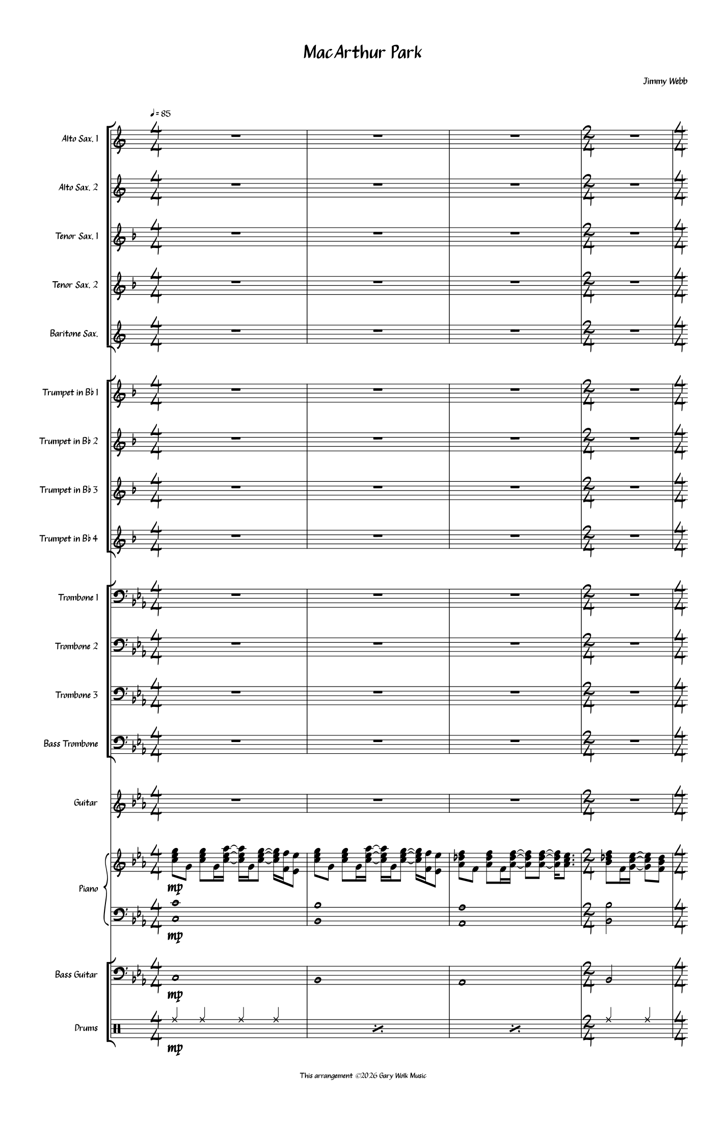 Macarthur Park (arr. Gary Wolk) by Richard Harris Sheet Music for Jazz ...