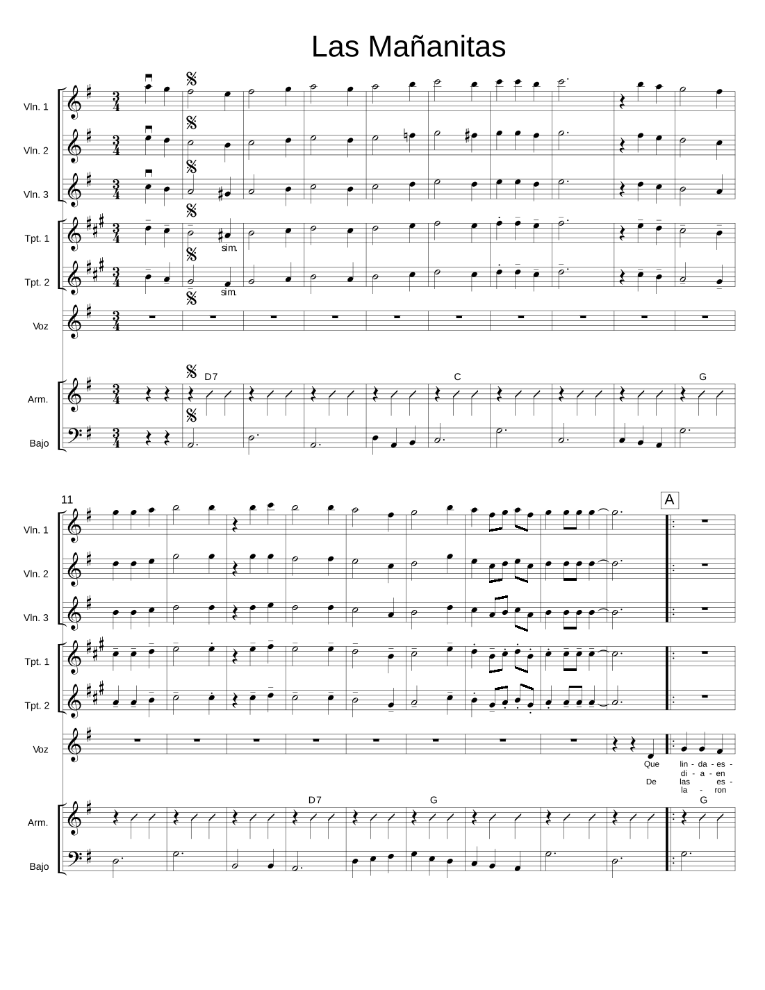Las Ma anitas Mariachi Mexican Music Sheet Music Andres Padilla