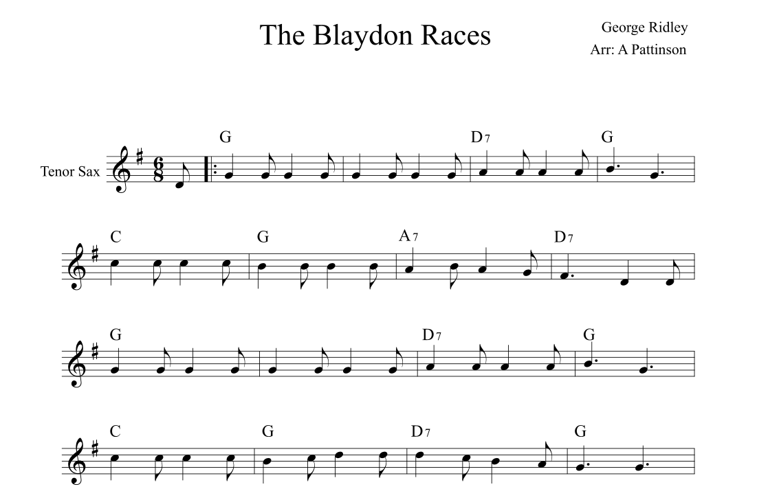 The Blaydon Races for Tenor Saxophone (arr. Andrew Pattinson) by Andrew ...