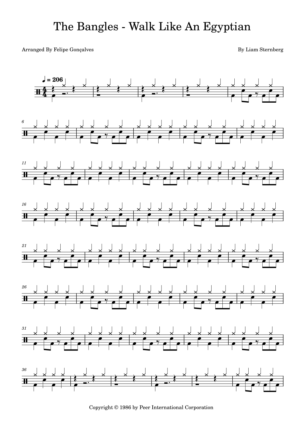 Walk Like An Egyptian (arr. Felipe Gonçalves) by The Bangles Sheet ...