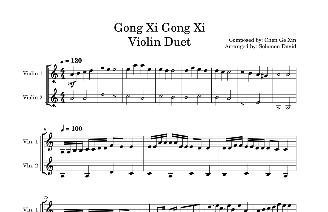 Gong Xi Gong Xi (arr. Solomon David) by Ge Xin Chen Sheet Music for ...