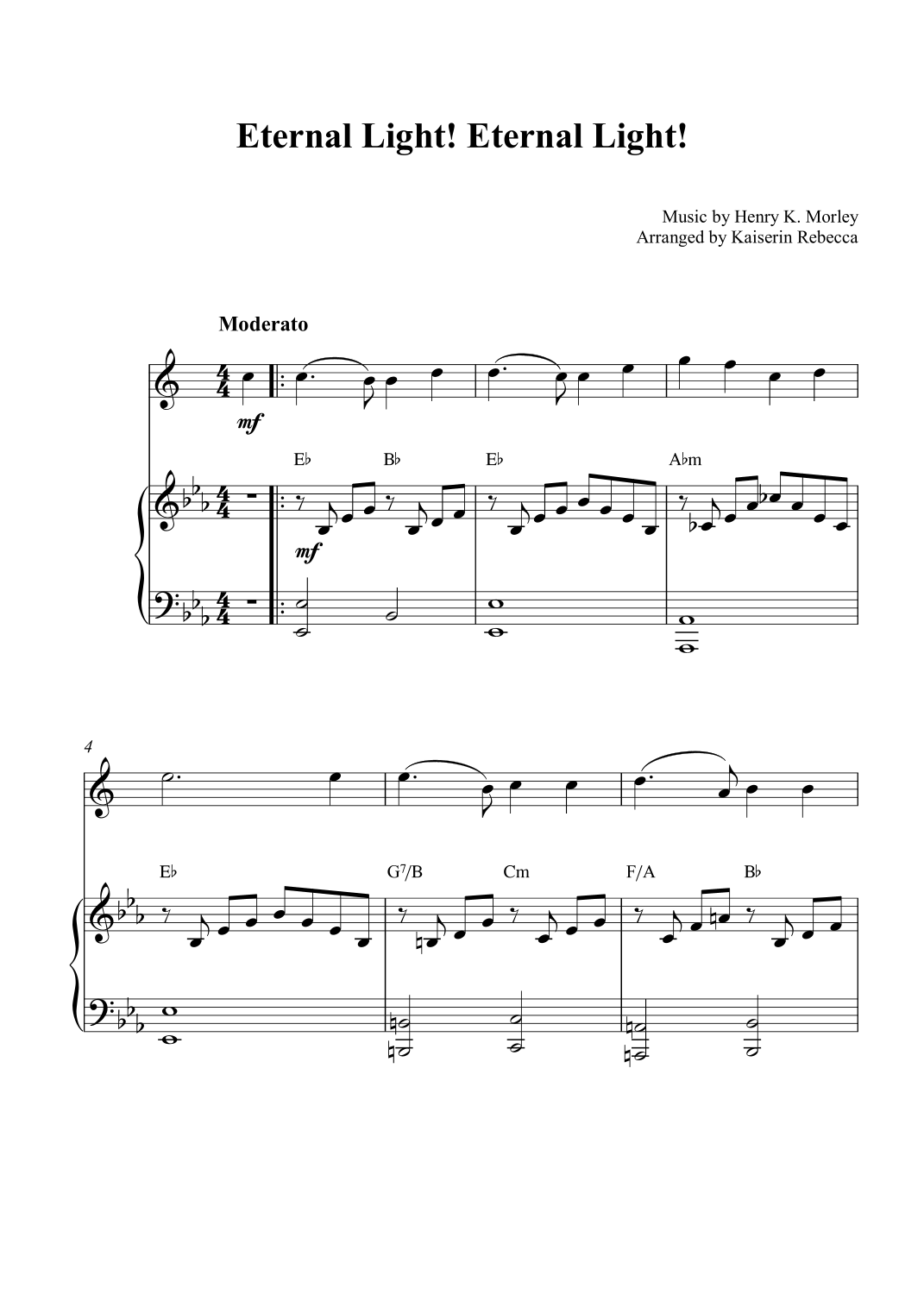 Eternal Light! Eternal Light! (arr. Kaiserin Rebecca) by Henry K ...