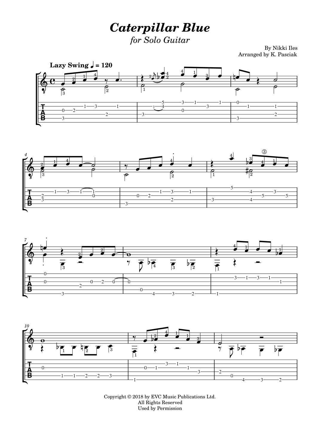 CATERPILLAR BLUE (ARR. KENNETH PASCIAK) PAR NIKKI ILES PARTITIONS POUR ...