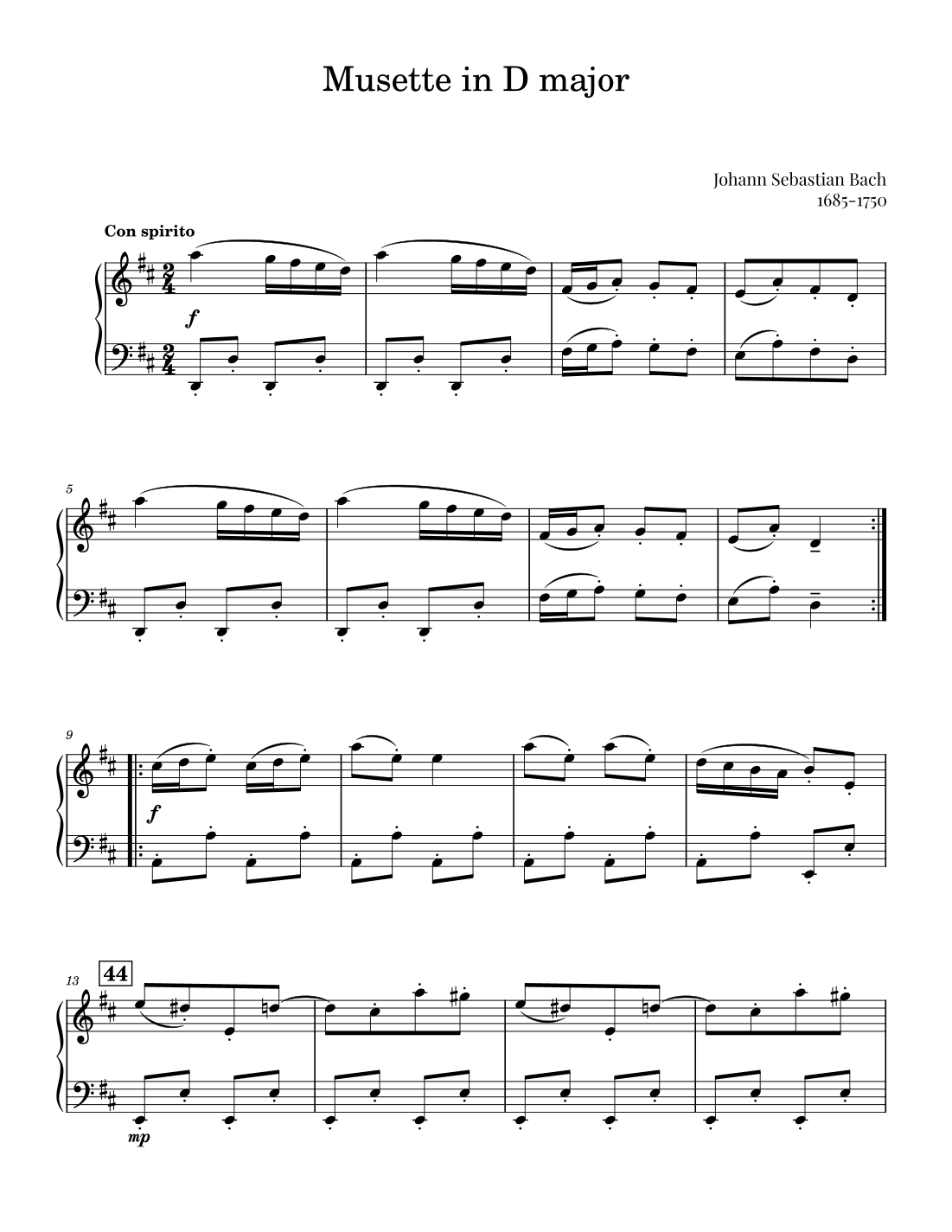 Musette in D major (arr. Roger da Luz) by Johann Sebastian Bach Sheet ...