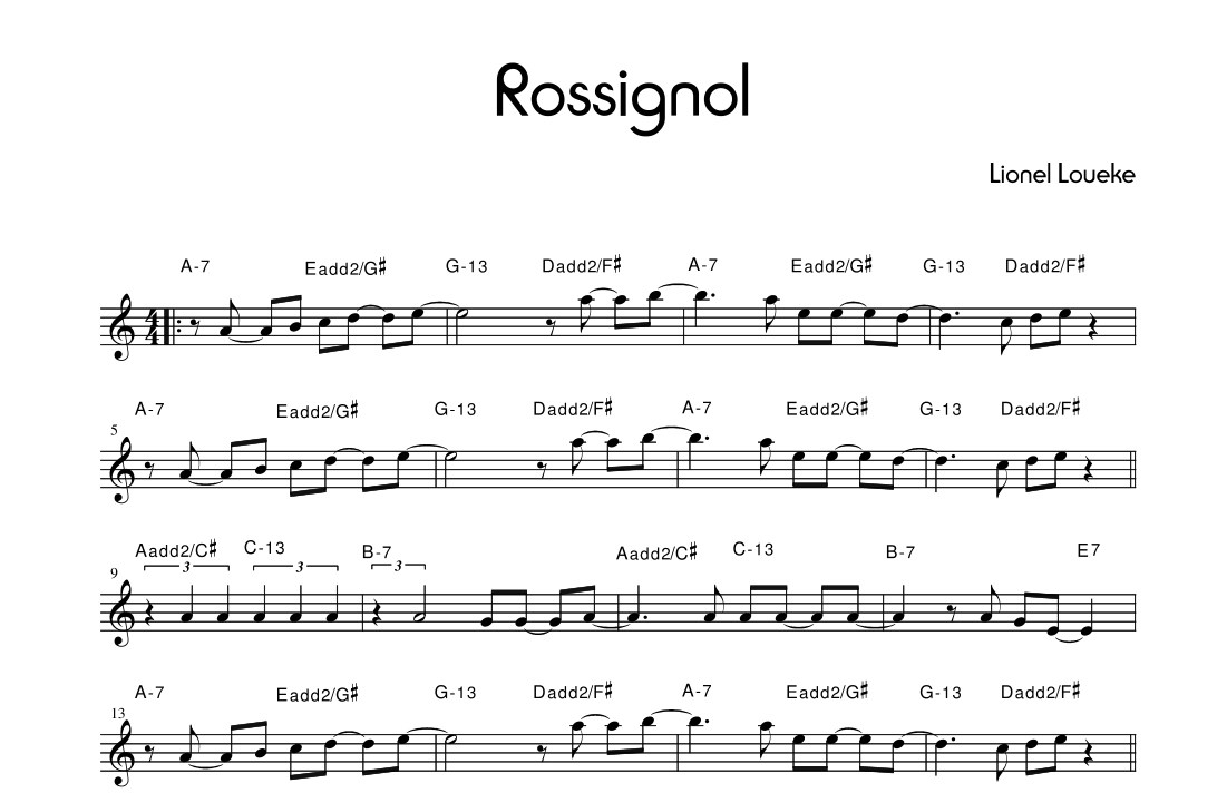 Rossignol (arr. Dan Karlsberg) by Lionel Loueke Sheet Music for Lead ...
