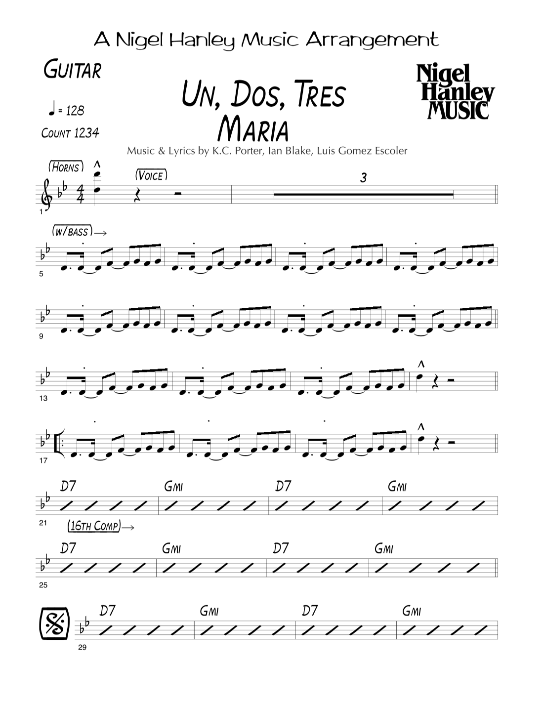 Maria (un Dos Tres) (arr. Nigel Hanley) by Ian Blake Sheet Music for ...