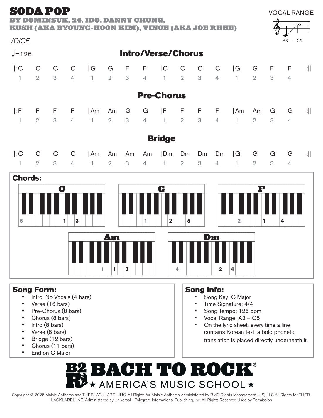 Soda Pop (arr. Bach to Rock) by Saja Boys Sheet Music for Piano Chords ...