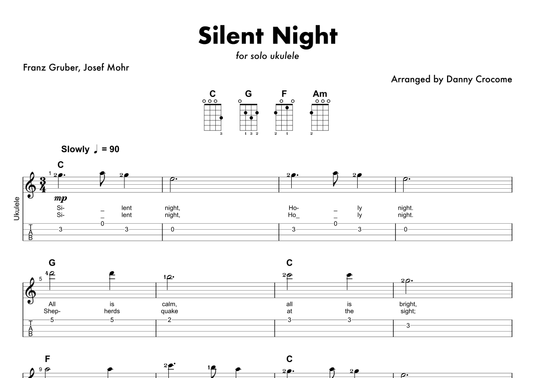 Silent Night (arr. Danny Crocome) by Franz Gruber Sheet Music for ...