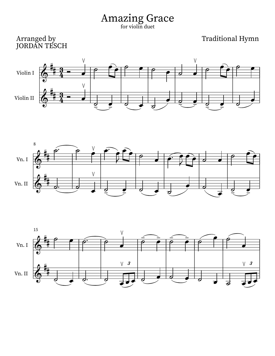 Amazing Grace (arr. Jordan Tesch) by Traditional Hymn Sheet Music for ...