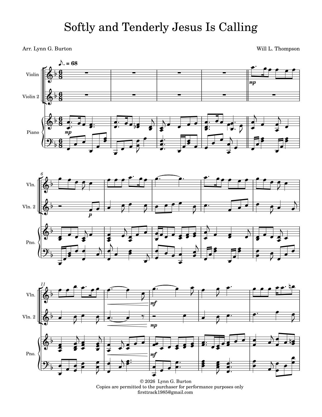 Softly and Tenderly Jesus Is Calling (arr. Lynn G. Burton) by Will L ...