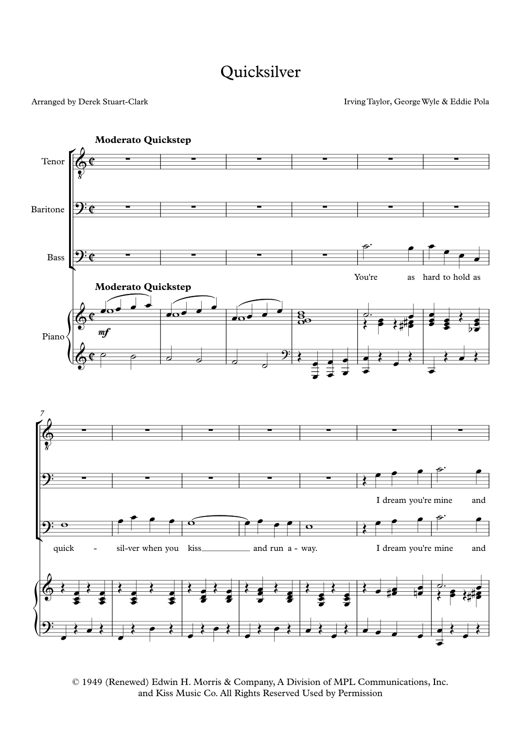 Quicksilver (arr. Derek STUART-CLARK) by George Wyle Sheet Music for ...
