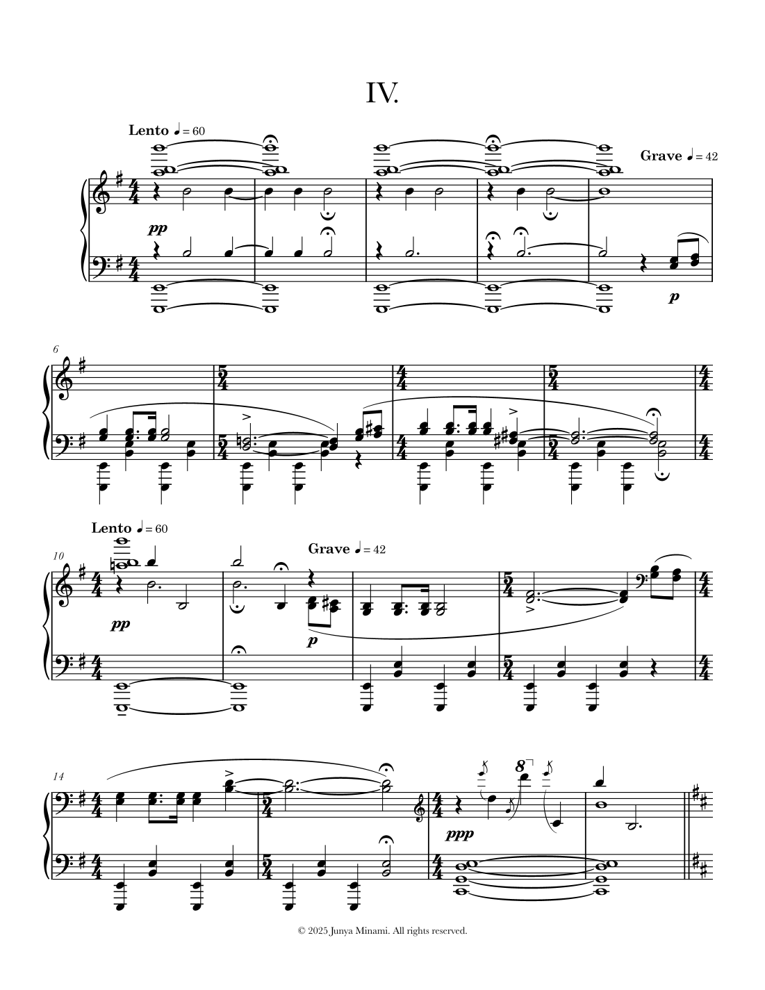 Burnt Norton, Op. 2, IV. Lento by Junya Minami Sheet Music for Piano ...