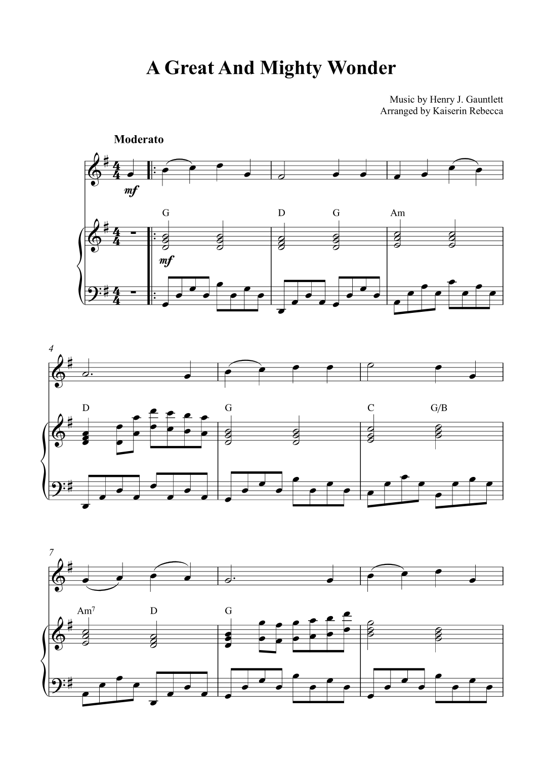 A Great and Mighty Wonder (arr. Kaiserin Rebecca) por Henry J ...