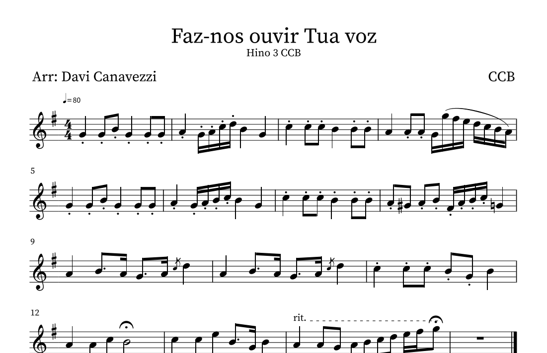 Faz-nos ouvir Tua voz (HINO 3 CCB) (arr. Davi Canavezzi) by Congregação ...
