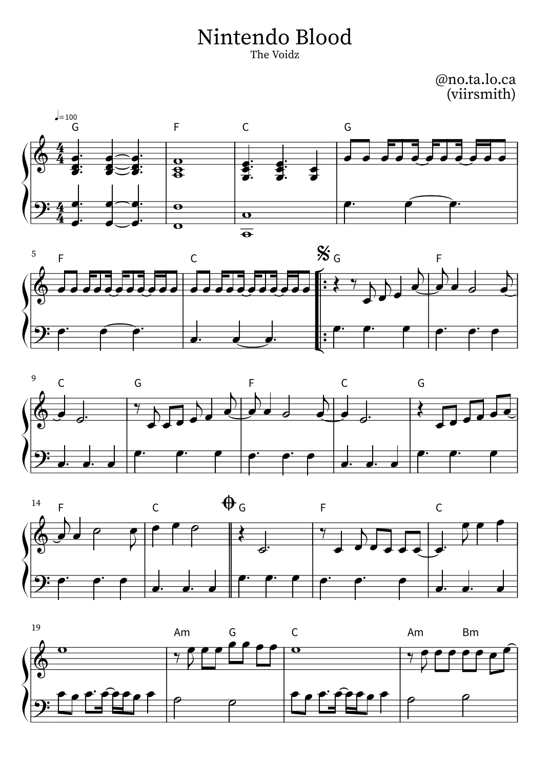 Nintendo Blood Sheet Music | . | Piano Solo
