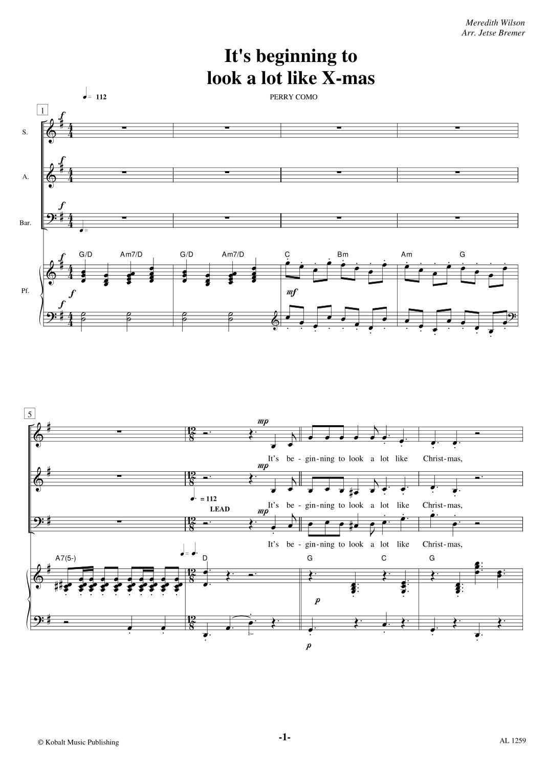 It's Beginning To Look A Lot Like Christmas (arr. Jetse Bremer) by Doug ...