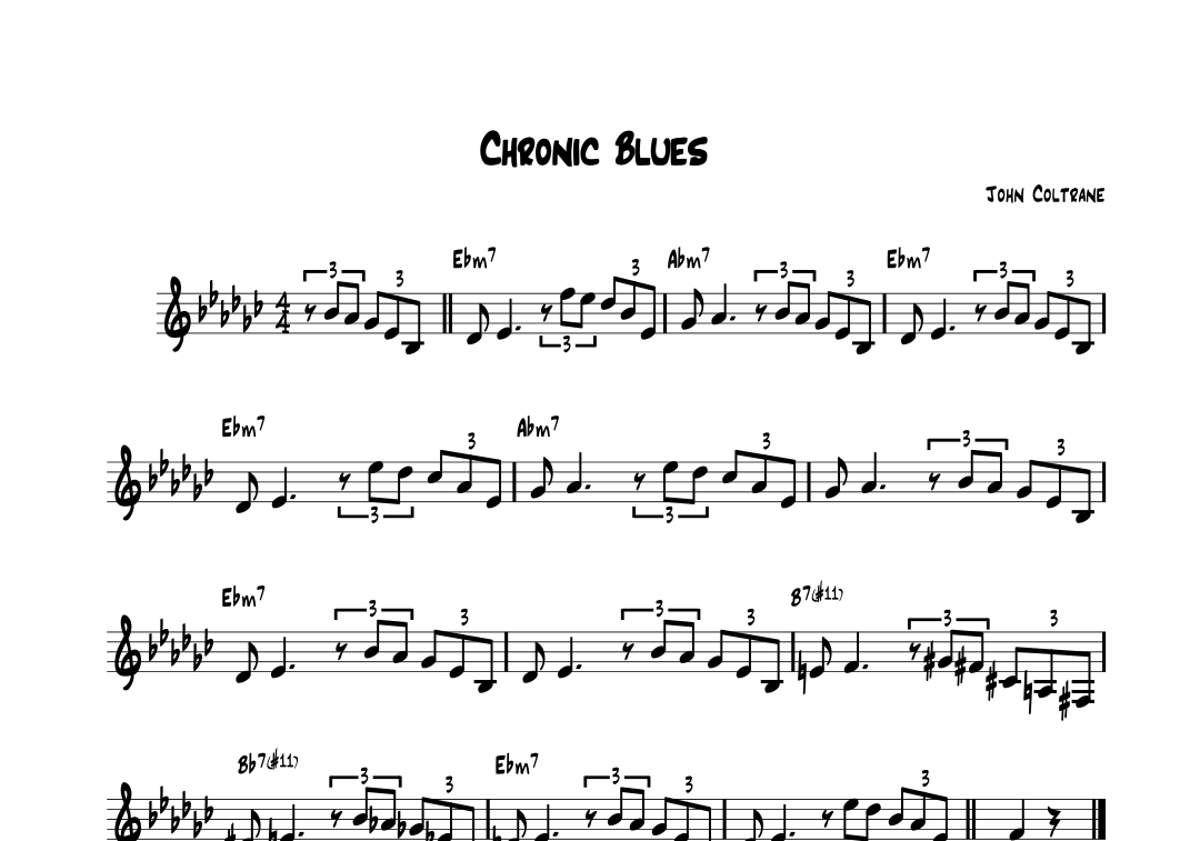 Chronic Blues (arr. Bronson Ferdinand Wright) by John Coltrane Sheet ...