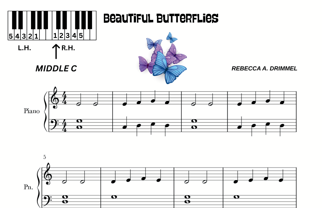 Beautiful butterflies by Rebecca A. Drimmel Sheet Music for Easy Piano ...