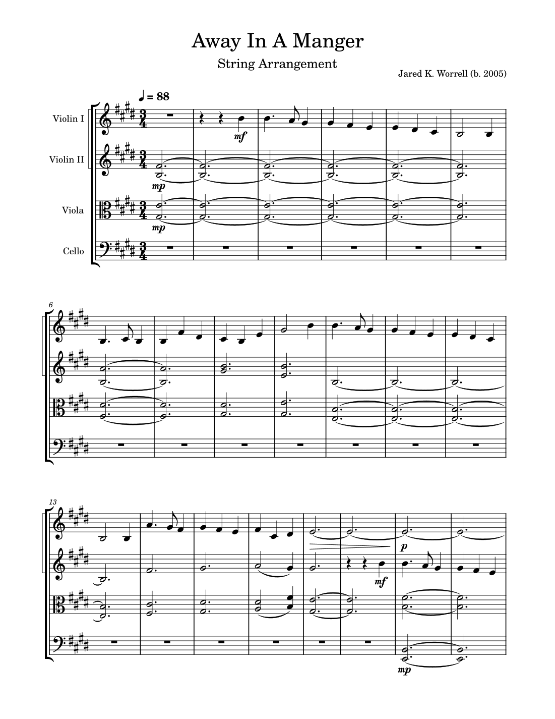 Away In A Manger (arr. Jared K Worrell) by Traditional Sheet Music for ...
