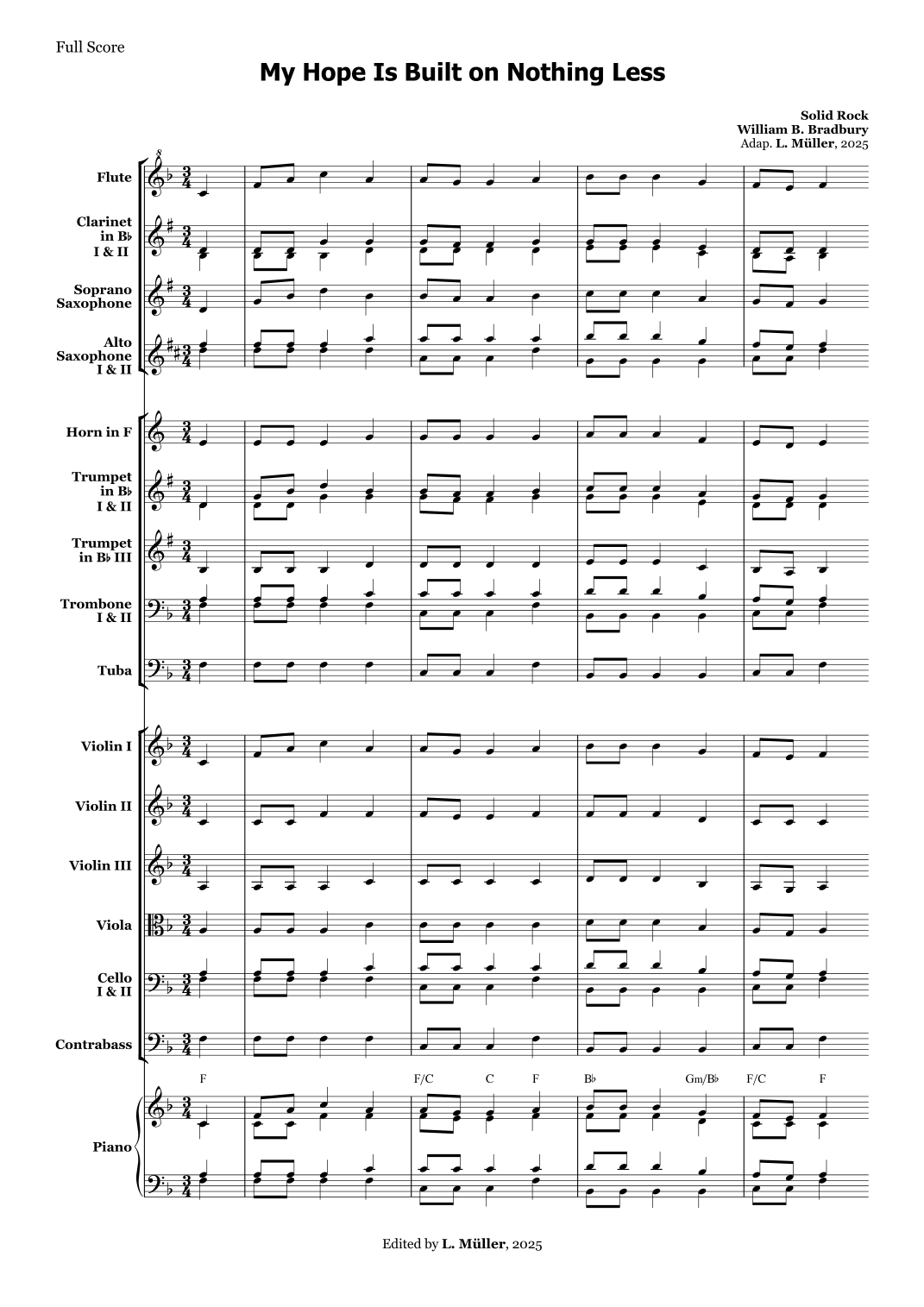 My Hope Is Built on Nothing Less - for Beginner Orchestra with chords ...