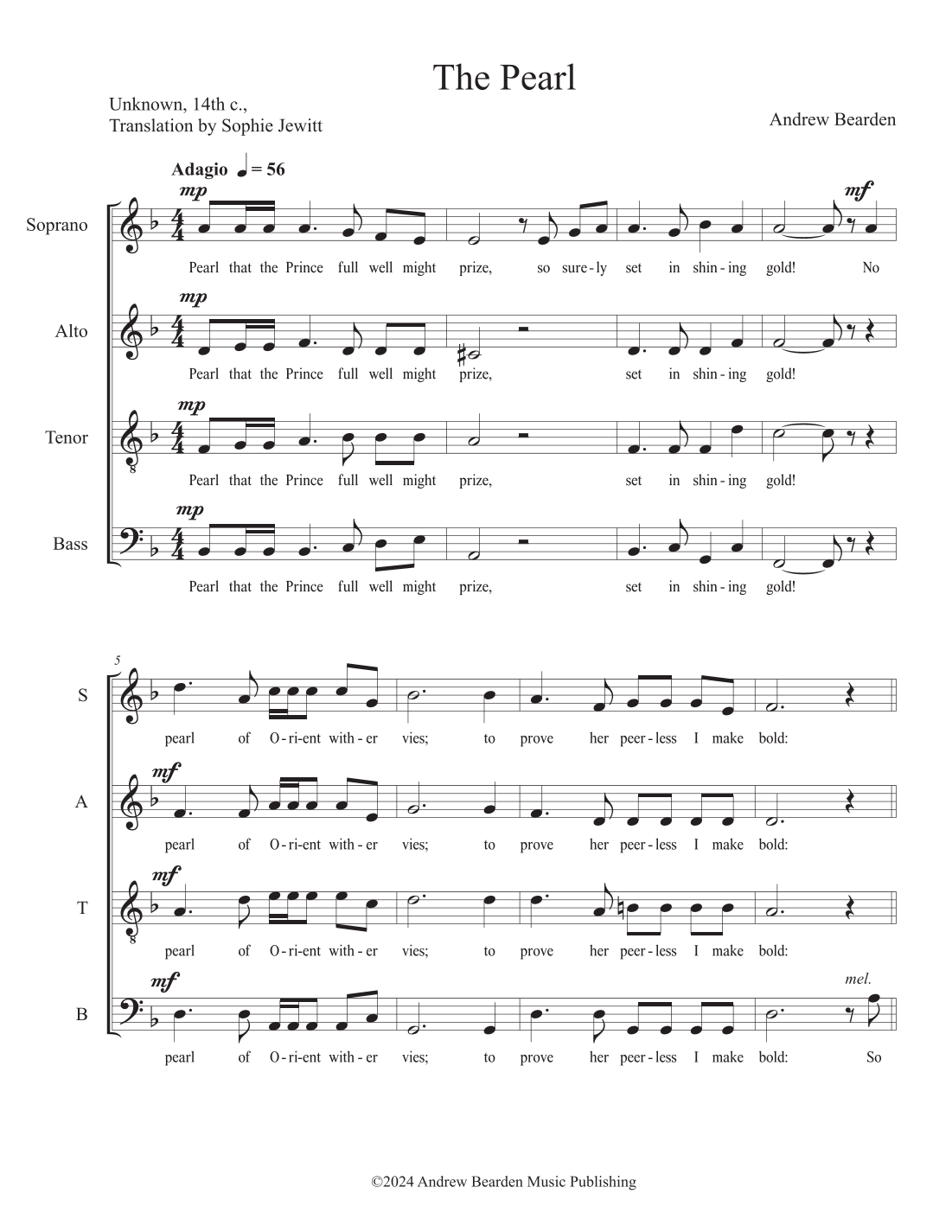 The Pearl by Andrew Bearden Sheet Music for SATB Choir at Sheet Music ...