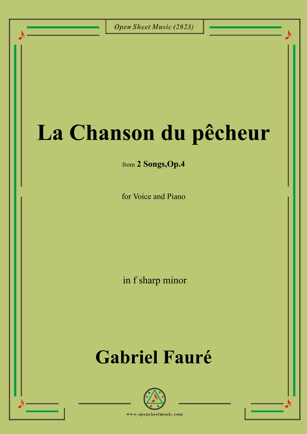 G. Fauré-La Chanson du pêcheur,in f sharp minor (arr. OSM) por Gabriel ...