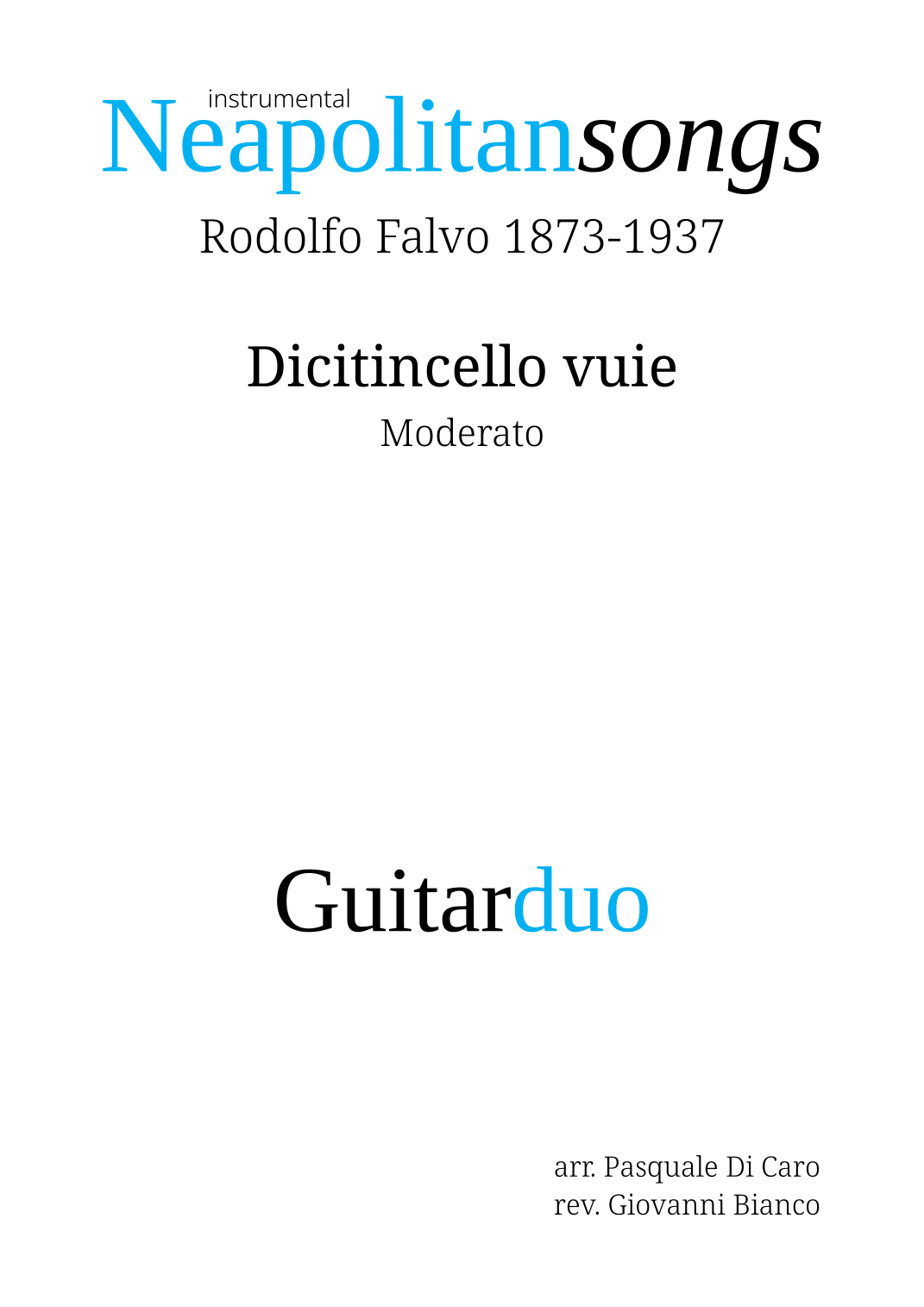 Dicitincello vuie (arr. Pasquale Di Caro) by Rodolfo Falvo Sheet Music ...
