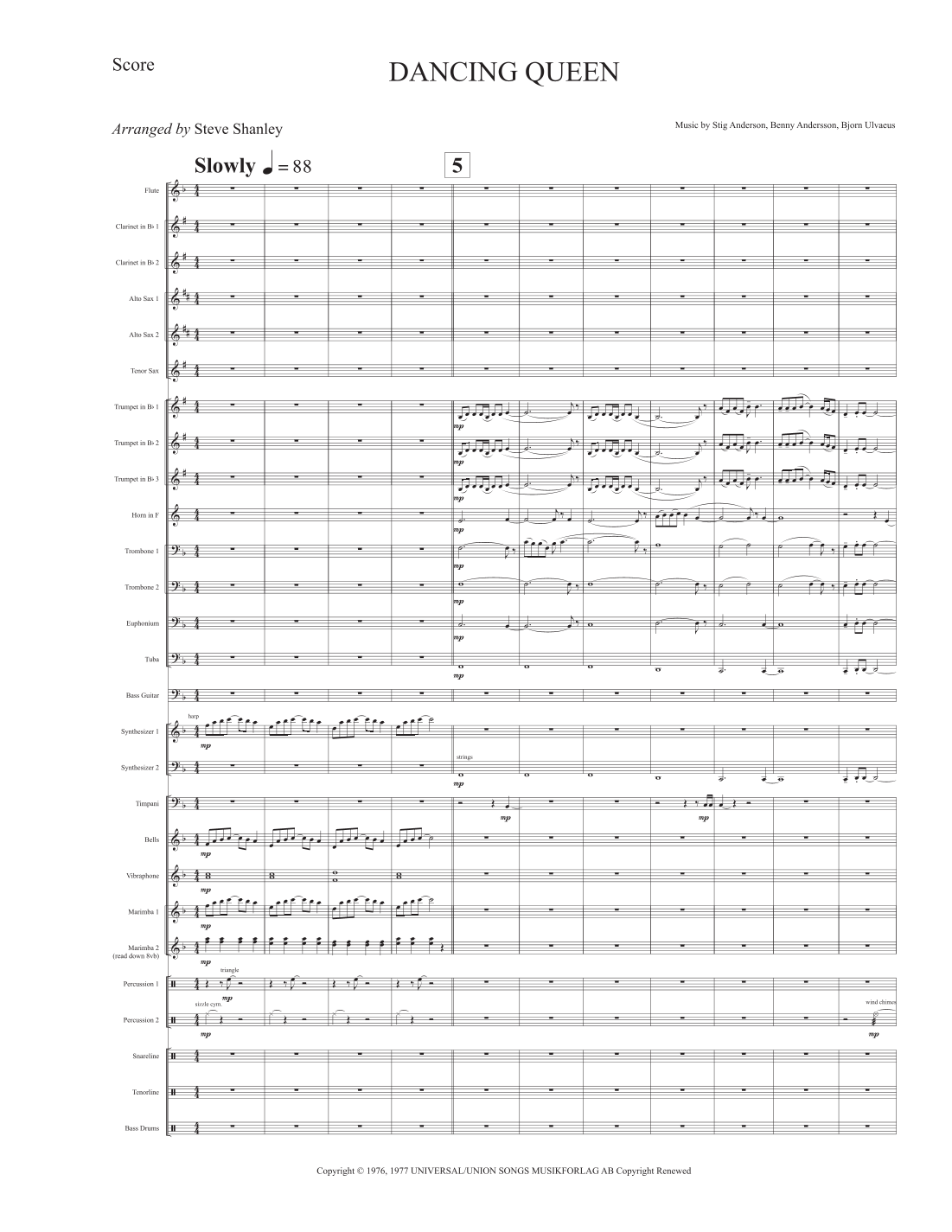 Dancing Queen (arr. Steve Shanley) by ABBA Sheet Music for Marching ...