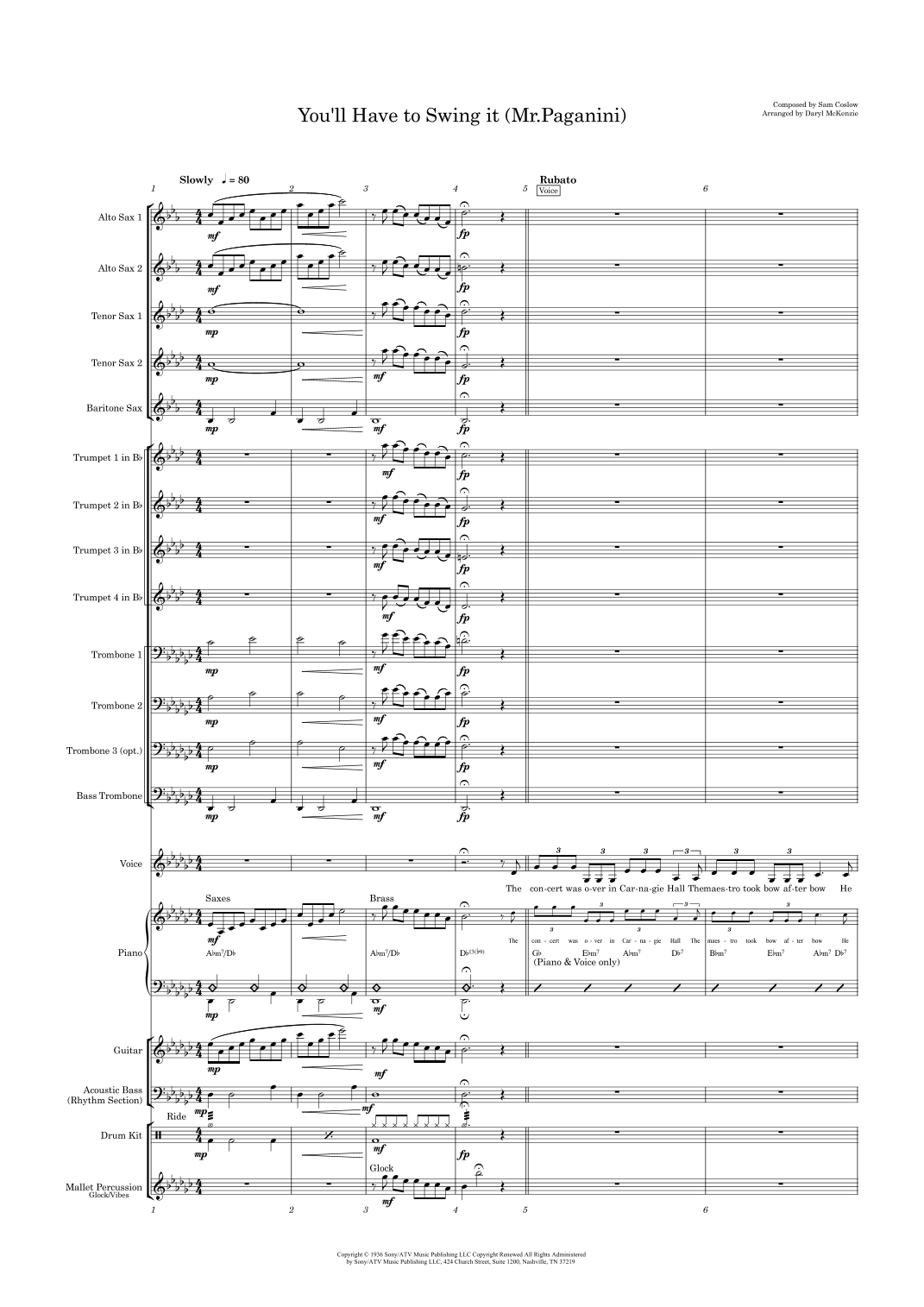 You'll Have To Swing It (arr. Daryl McKenzie) by Sam Coslow Sheet Music ...