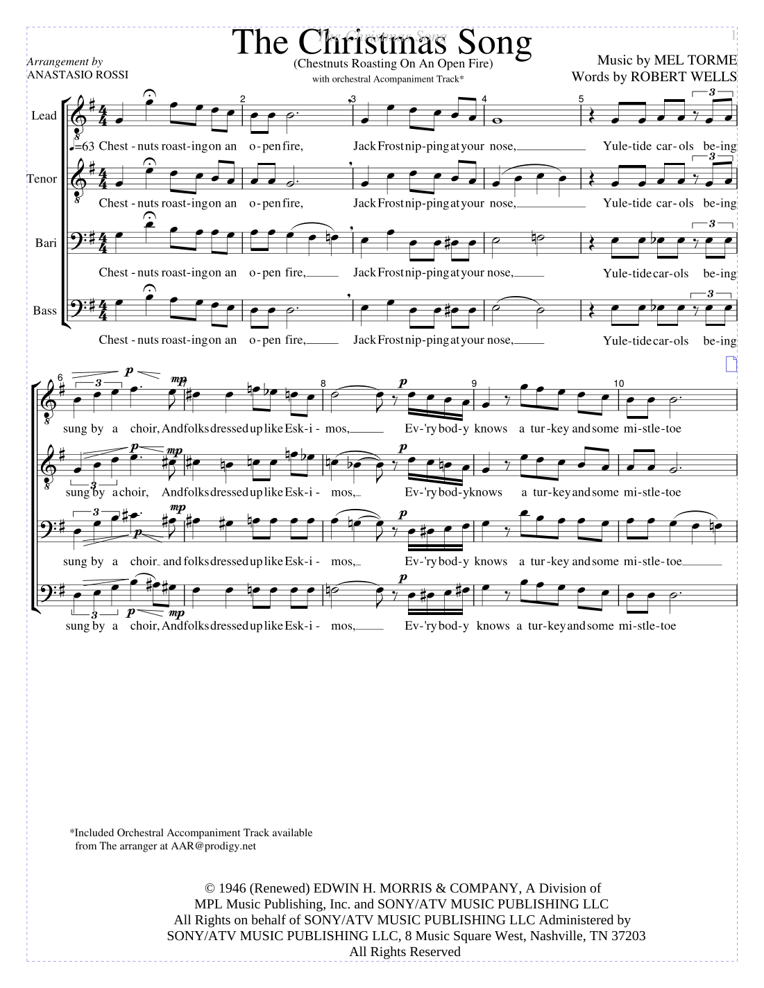 The Christmas Song (chestnuts Roasting On An Open Fire) (arr. Anastasio ...