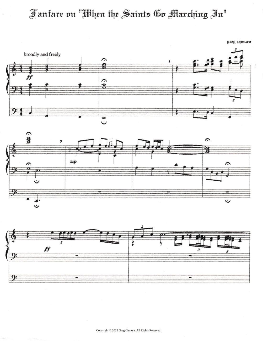 Fanfare on "When the Saints Go Marching In" by Greg Chmura Sheet Music ...