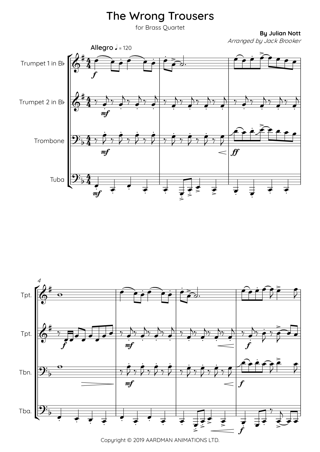 The Wrong Trousers (Video Version Incidental) (arr. Jack Brooker) by ...