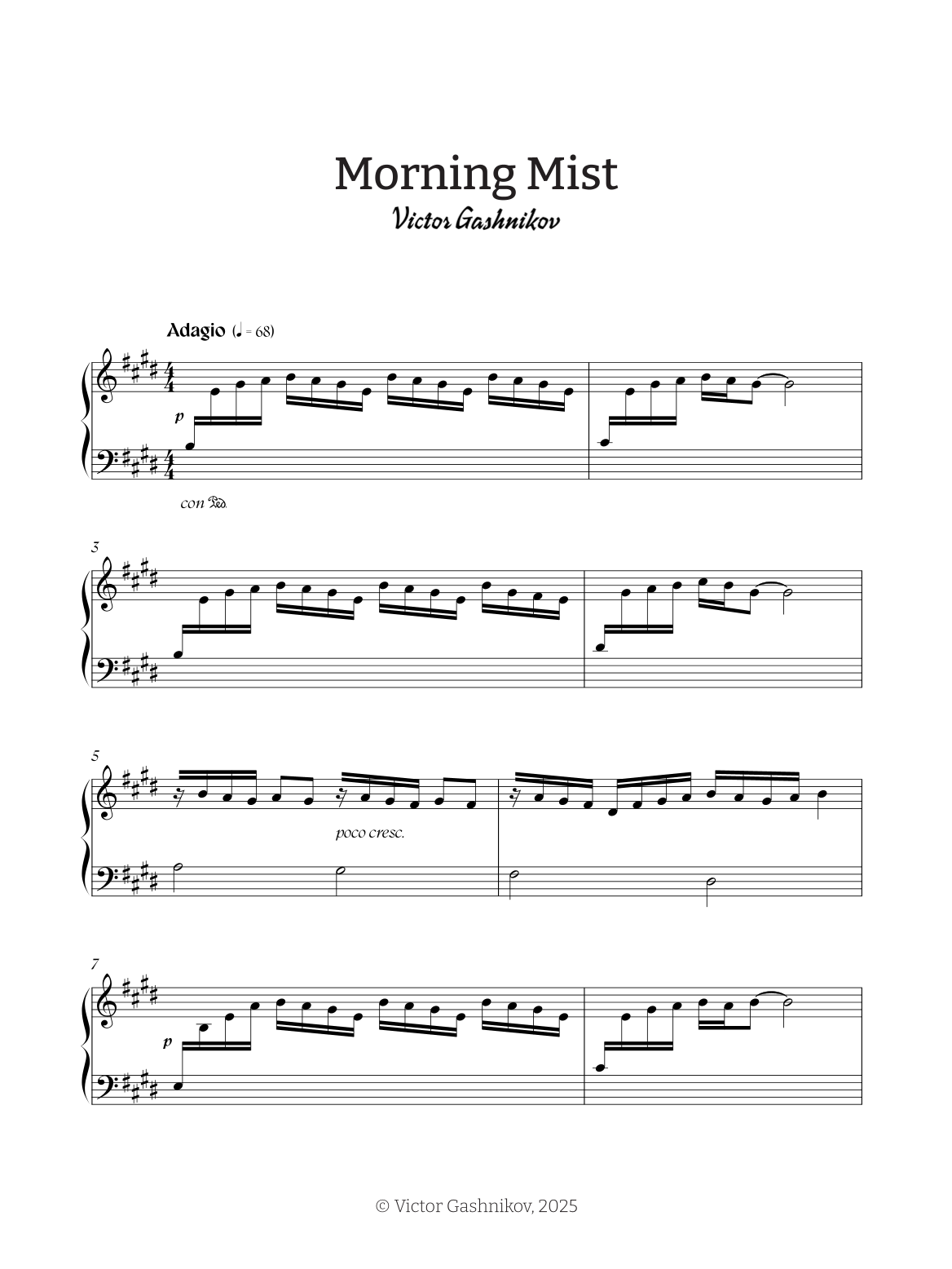 Morning Mist by Victor Gashnikov Sheet Music for Piano Solo at Sheet ...