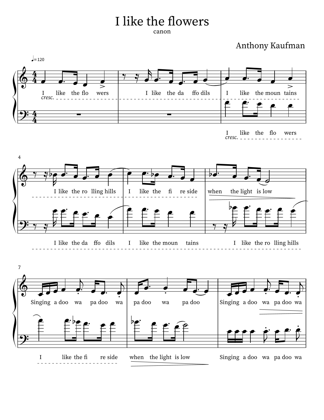 I like the flowers - canon (arr. Anthony Kaufman) by Anthony Kaufman ...