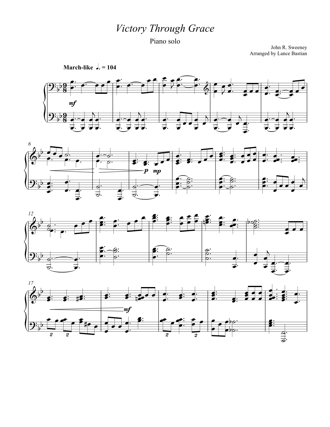 Victory Through Grace (arr. Lance Bastian) by John R. Sweeney Sheet ...