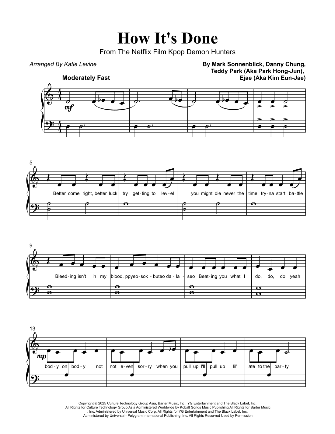 How It's Done (arr. Katie Levine) by Huntr/X (Ejae, Audrey Nuna And Rei ...